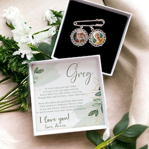 Groom Memory Pin - Groom Photo Charm - Memory Pin for Groom - Memorial ...