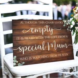 Reserved in Loving Memory Wedding Sign Dark Rustic Wood Effect Wooden ...