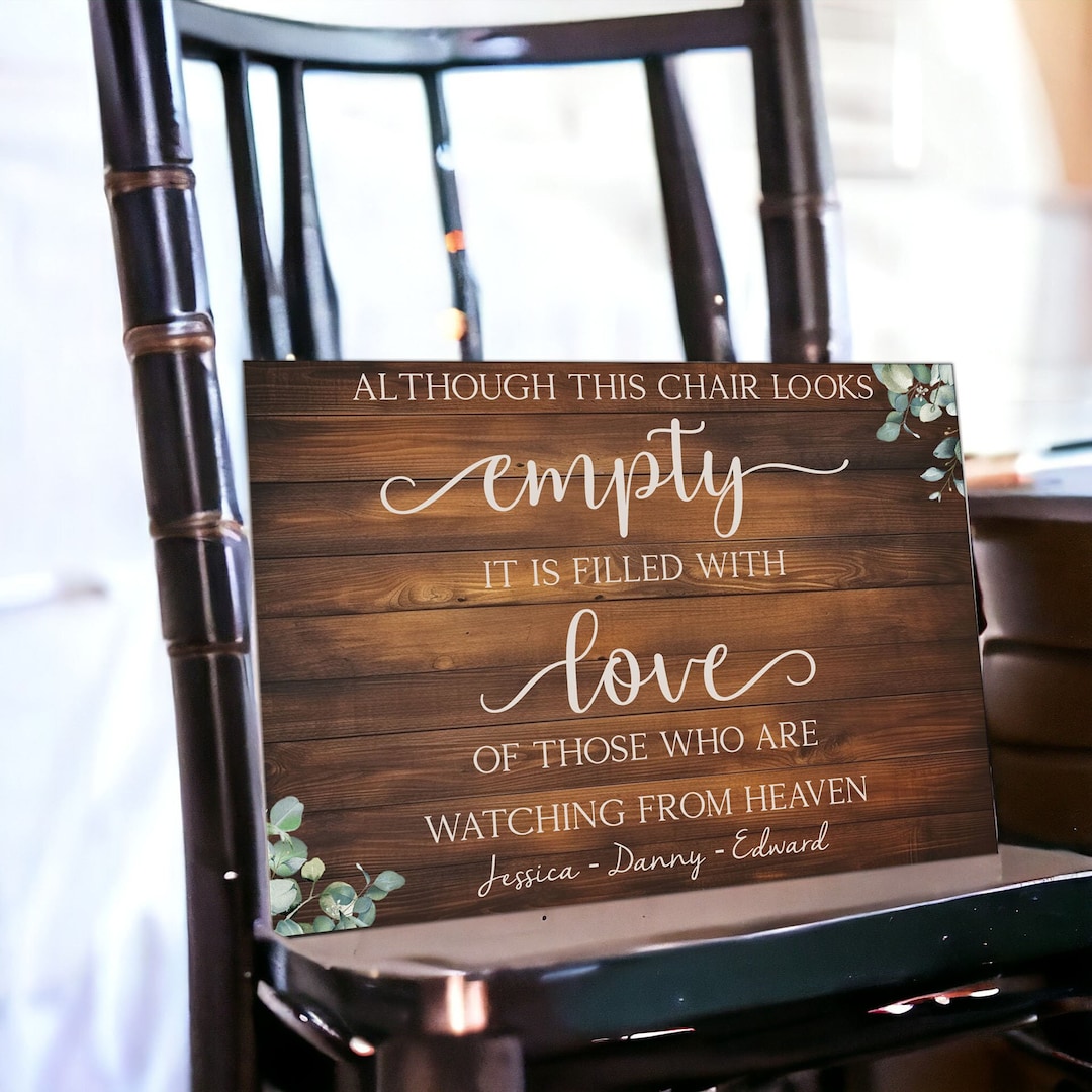Personalized Reserved in Loving Memory Wedding Sign - Dark Rustic Wood ...
