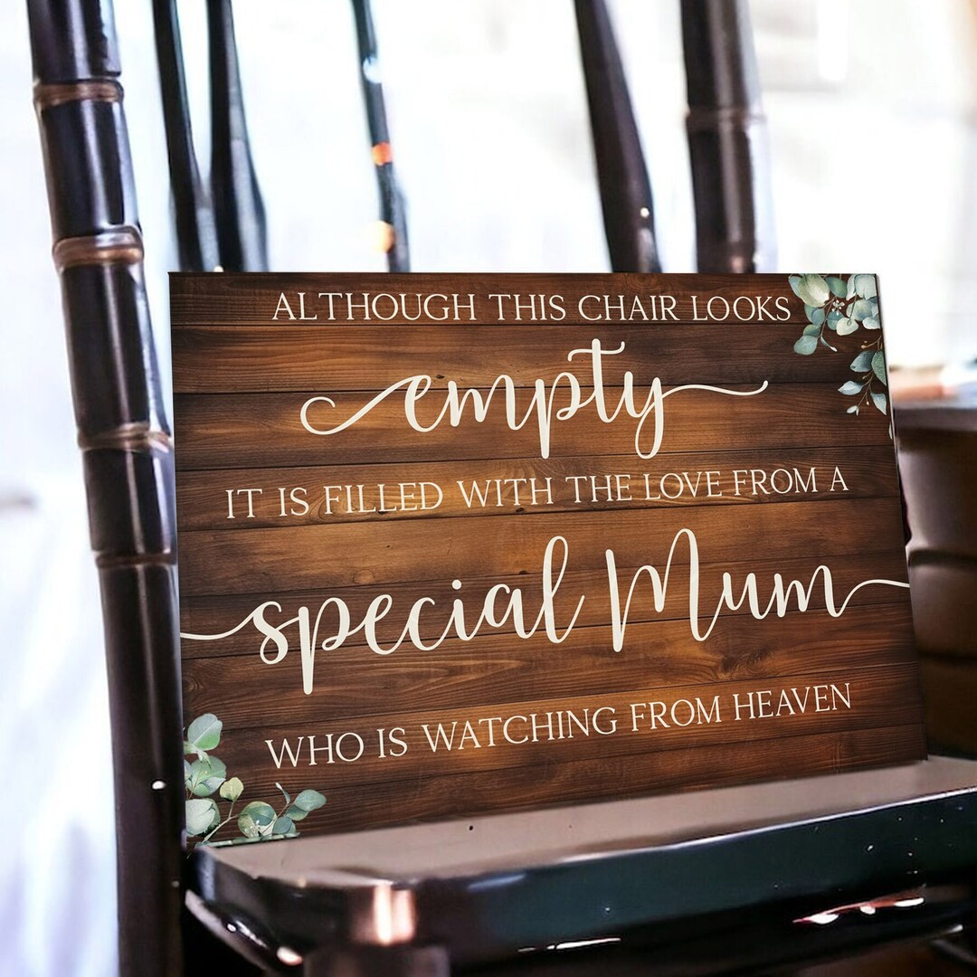 Memorial Chair Sign - Reserved in Loving Memory Wedding Sign - Dark ...