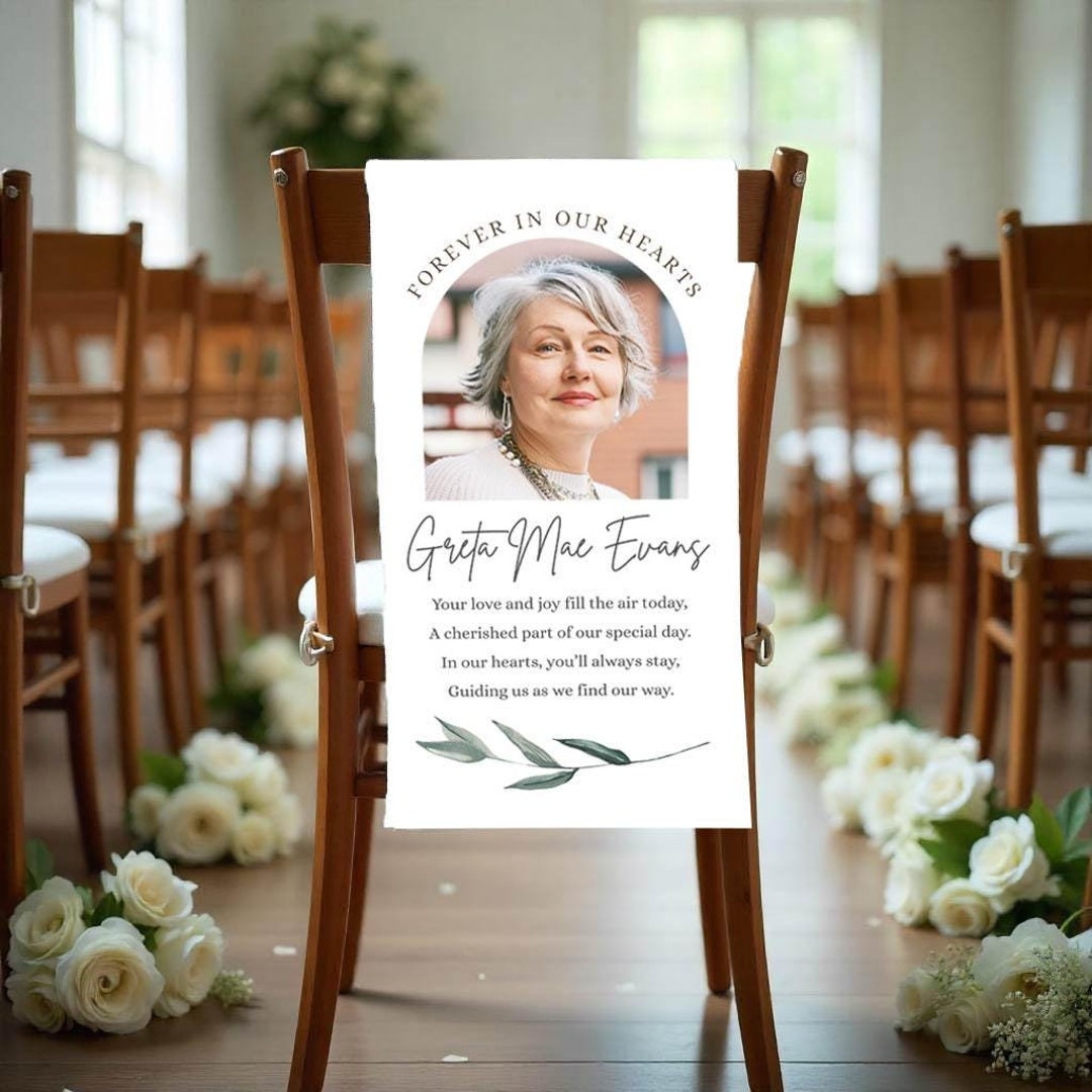 Memorial Chair Sign - Reserved in Memory - Memorial Wedding Sign ...