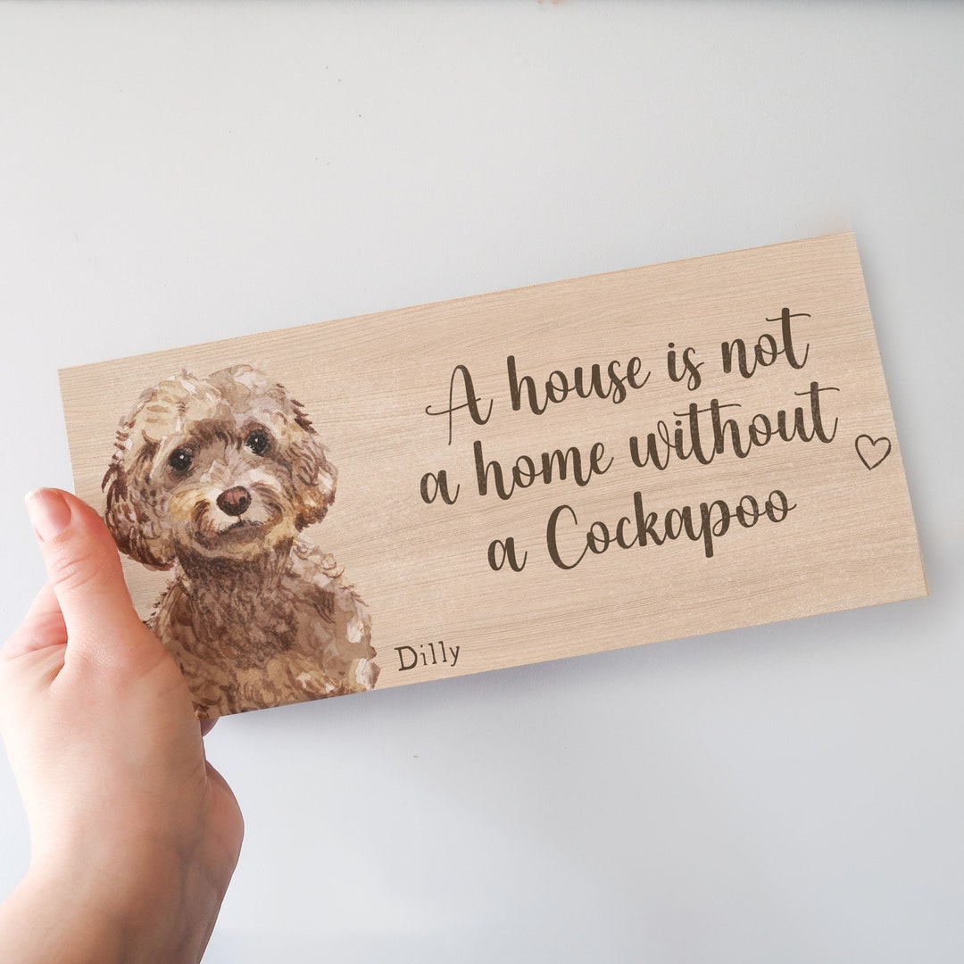 Brown Cockapoo Dog - Dog Sign for A Home - Personalised Dog Gifts - Dog ...