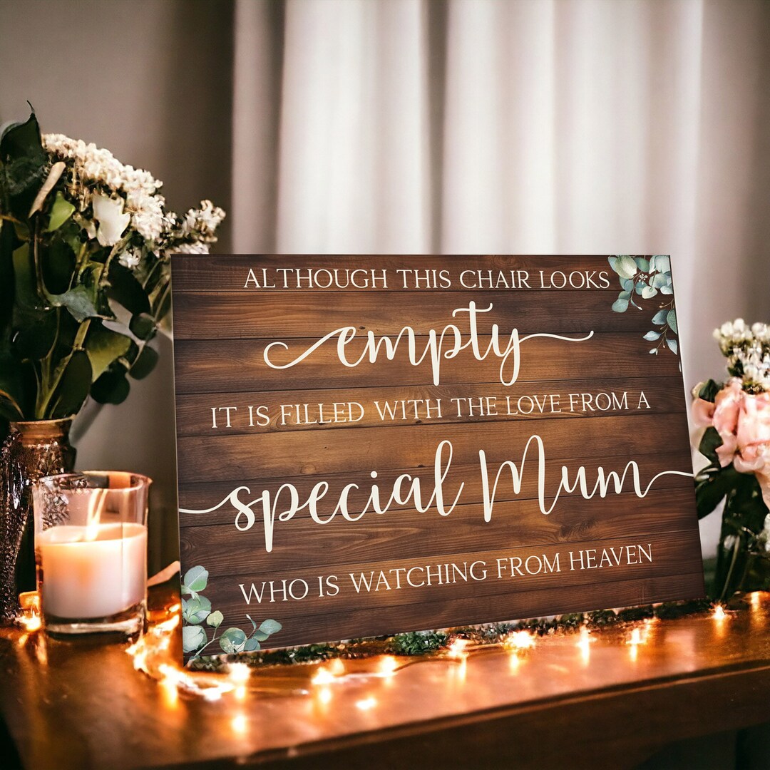 Reserved in Loving Memory Wedding Sign Dark Rustic Wood Effect Wooden ...