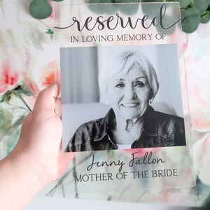 Reserved in Memory of Mother of the Bride Wedding Sign - Etsy