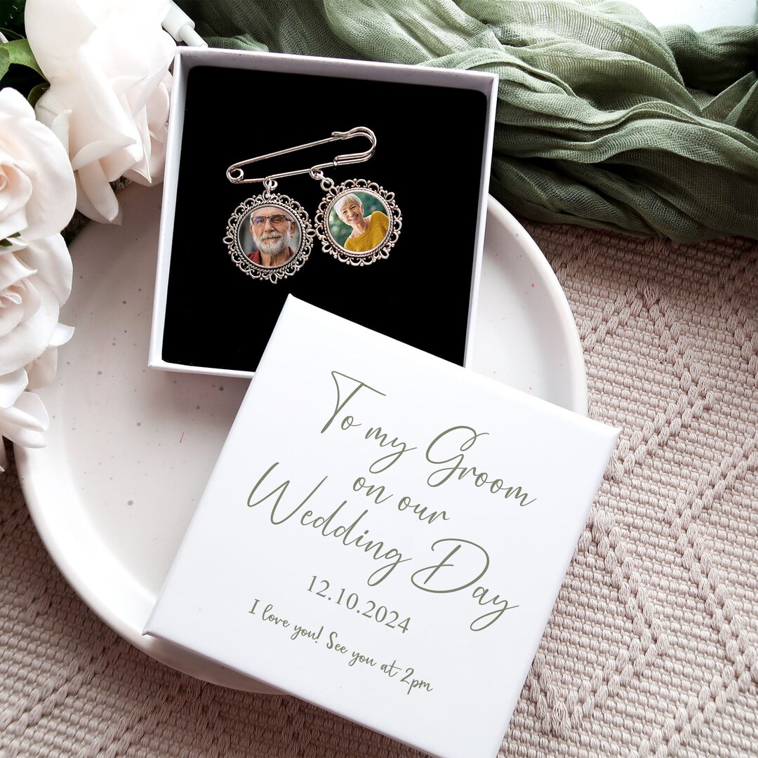Groom Memory Pin - Groom Photo Charm - Memory Pin for Groom - Memorial ...