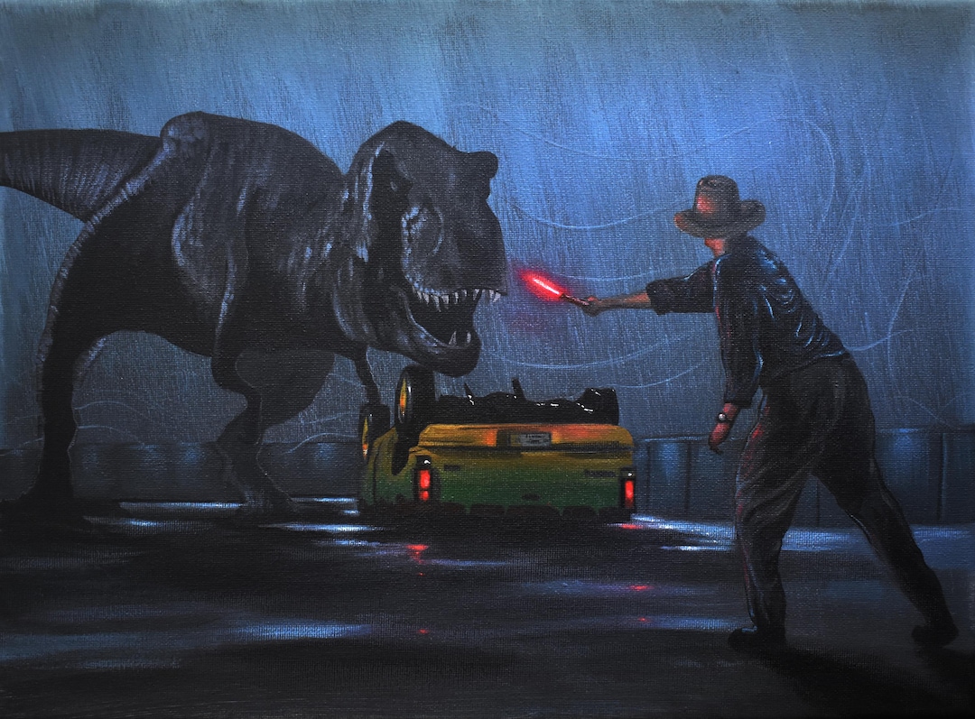 Tyrannosaurus Rex Painting on Canvas Movie Painting - Etsy