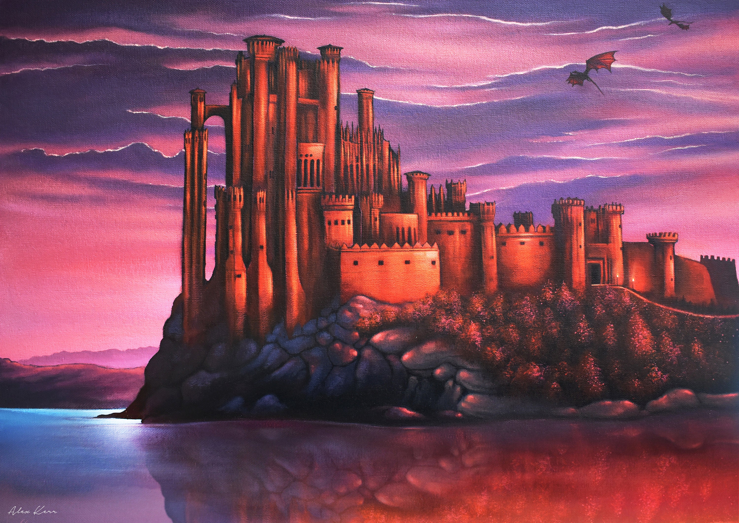 Red Keep Art Print Painting Print Fantasy Sunset - Etsy UK