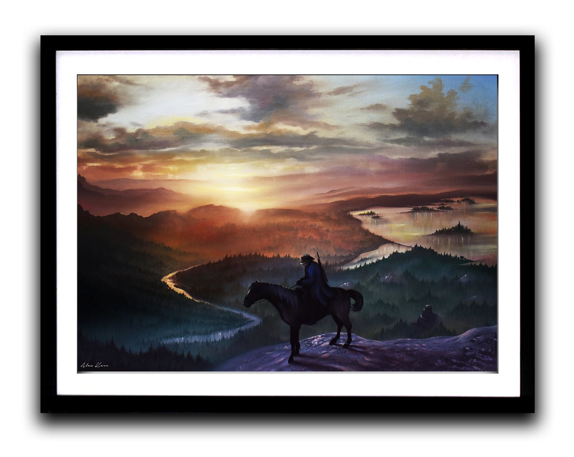 Arthur Morgan Red Dead Mountain Wild West Sunset Painting - Etsy