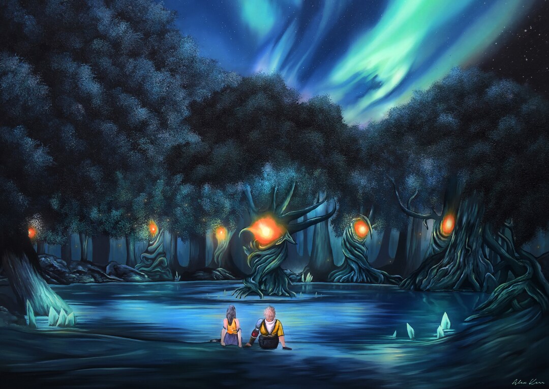 Northern Lights Lake Scene, Oil Painting Print - Etsy