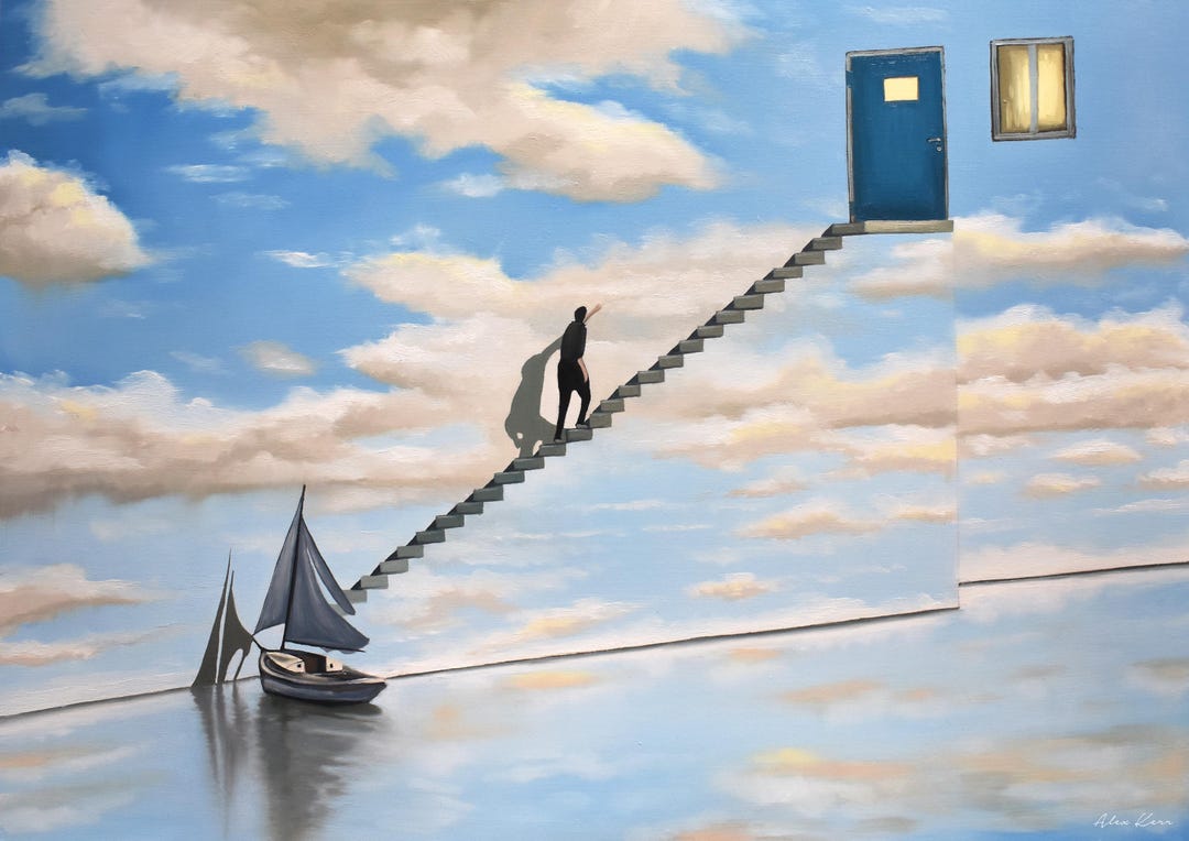 Truman's Escape | Liminal Space | Oil Painting Print - Etsy