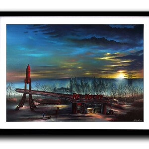 Red Rocket, Art Print, Sunset, Post-apocalyptic, Game Painting, Wall ...