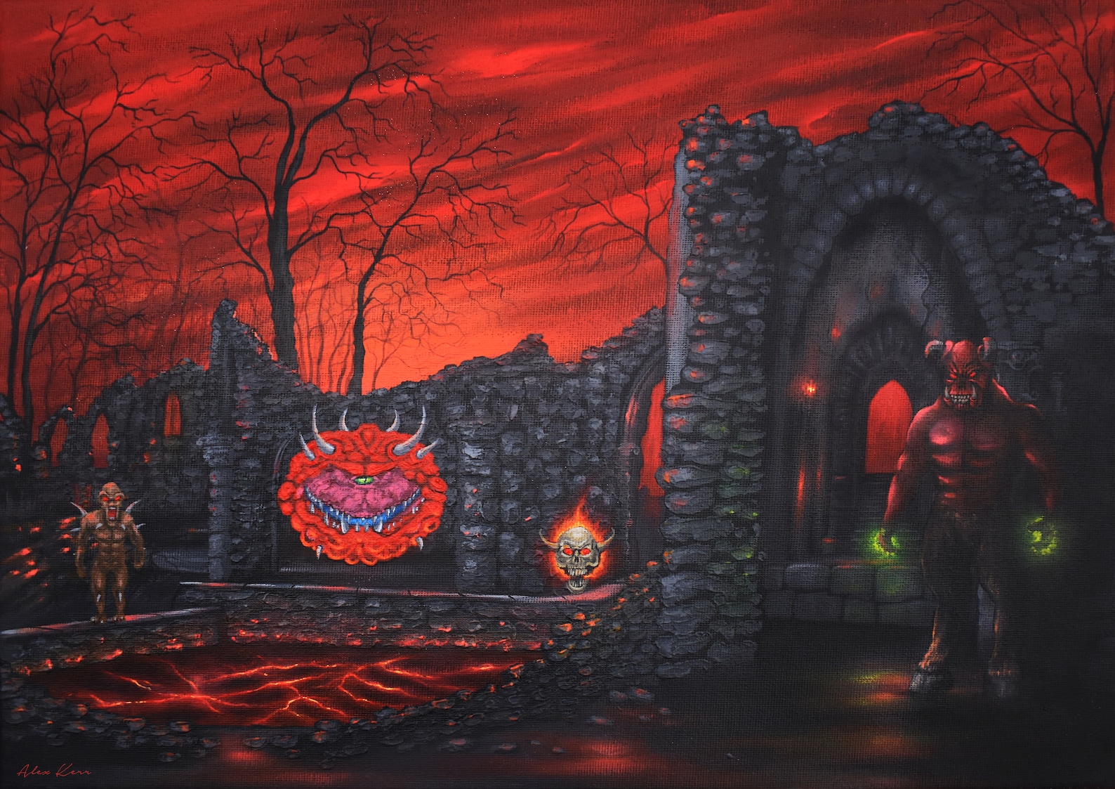 Classic Doom Art Print Hell Inferno Demons Game Painting - Etsy