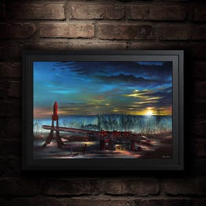 Red Rocket, Art Print, Sunset, Post-apocalyptic, Game Painting, Wall ...