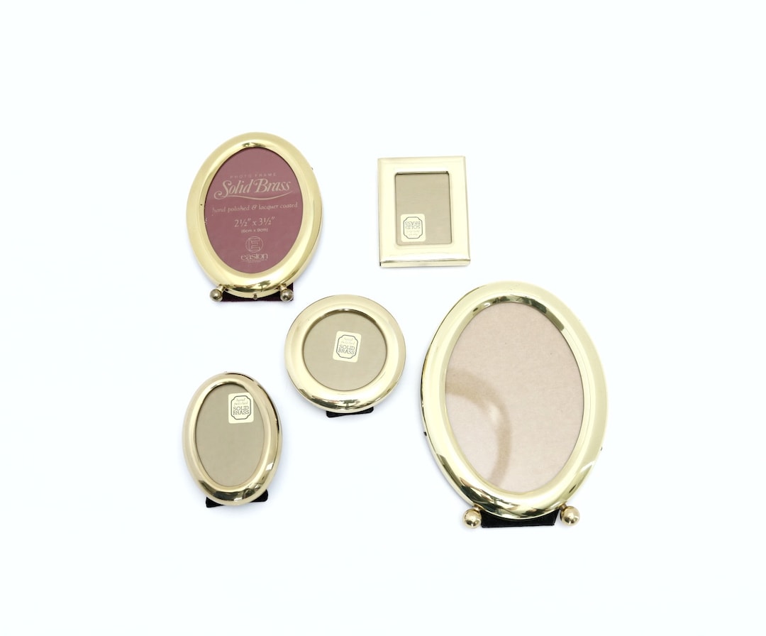 Brass Picture Frame Set, Vintage Photo Frames, Mini Small Round Oval ...