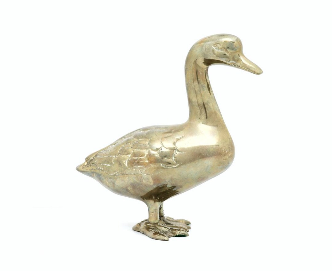 Brass Duck, Vintage Duck Figurine, Brass Animals, Woodland Cabin Home ...
