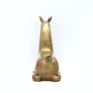 Stylized Brass Horse Statue, Vintage Recumbent Horse Figurine, Modern ...