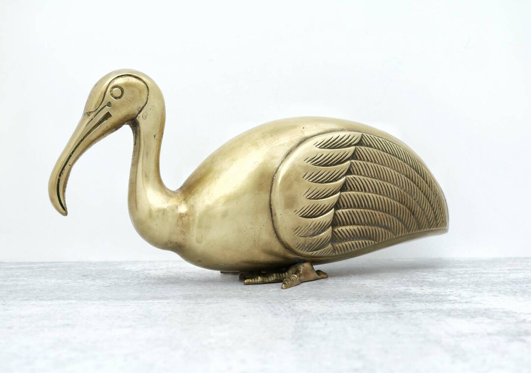 Large Brass Ibis Figurine, Vintage Ibis Statue, Brass Birds, Home Decor ...