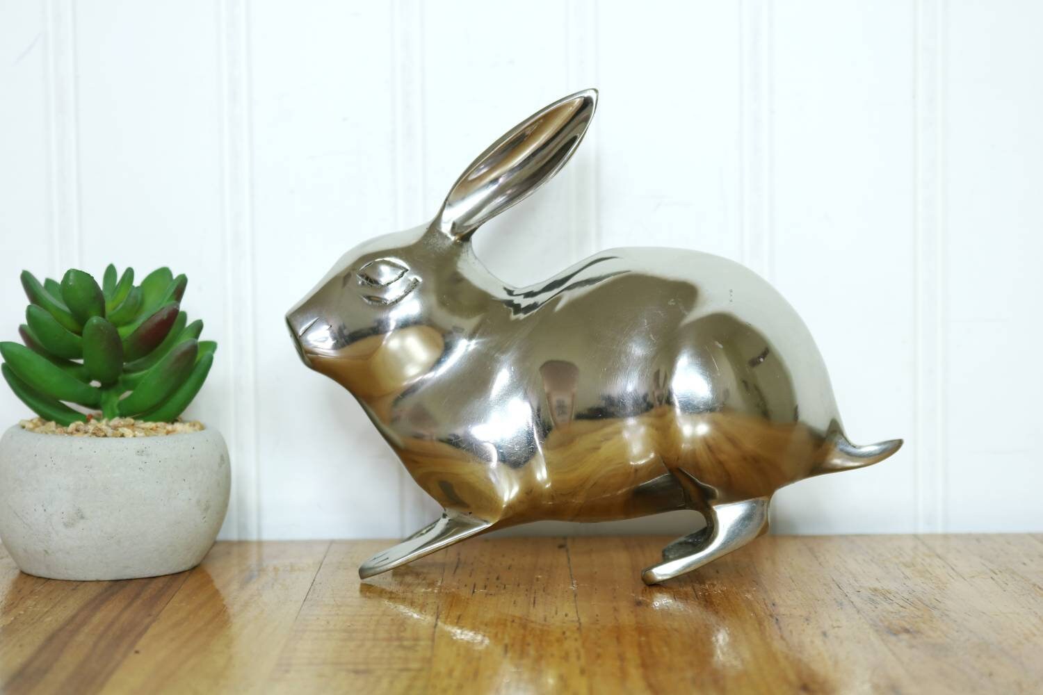 Silver Metal Rabbit Vintage Bunny Figurine Statue Accents | Etsy