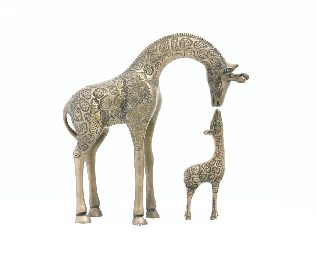 Brass Giraffes, Vintage Giraffe Figurines, Mama or Papa With Baby ...