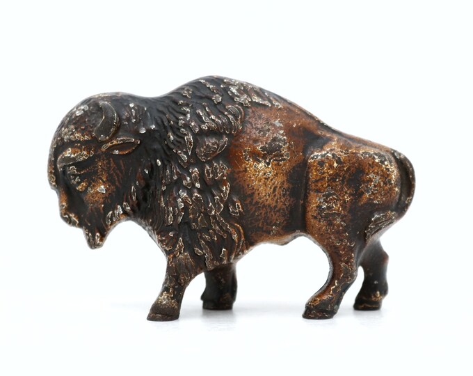 Vintage Cast Iron Bison Figurine, BT Marked Buffalo Statue, American ...