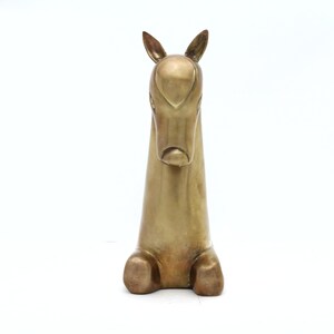 Stylized Brass Horse Statue, Vintage Recumbent Horse Figurine, Modern ...