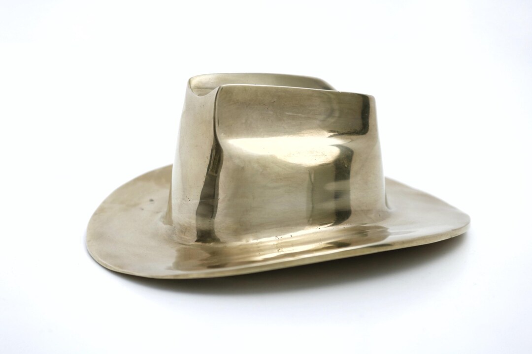 Brass Cowboy Hat, Large Cowboy Hat Figurine, Western Ware, Farmhouse ...