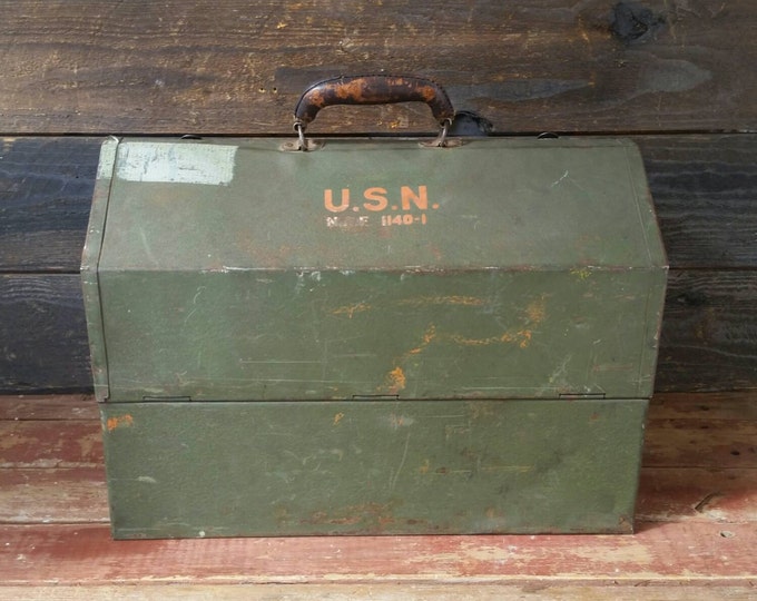 Kennedy Tool Box, US Navy Steel Chest, Military Green Storage Box ...