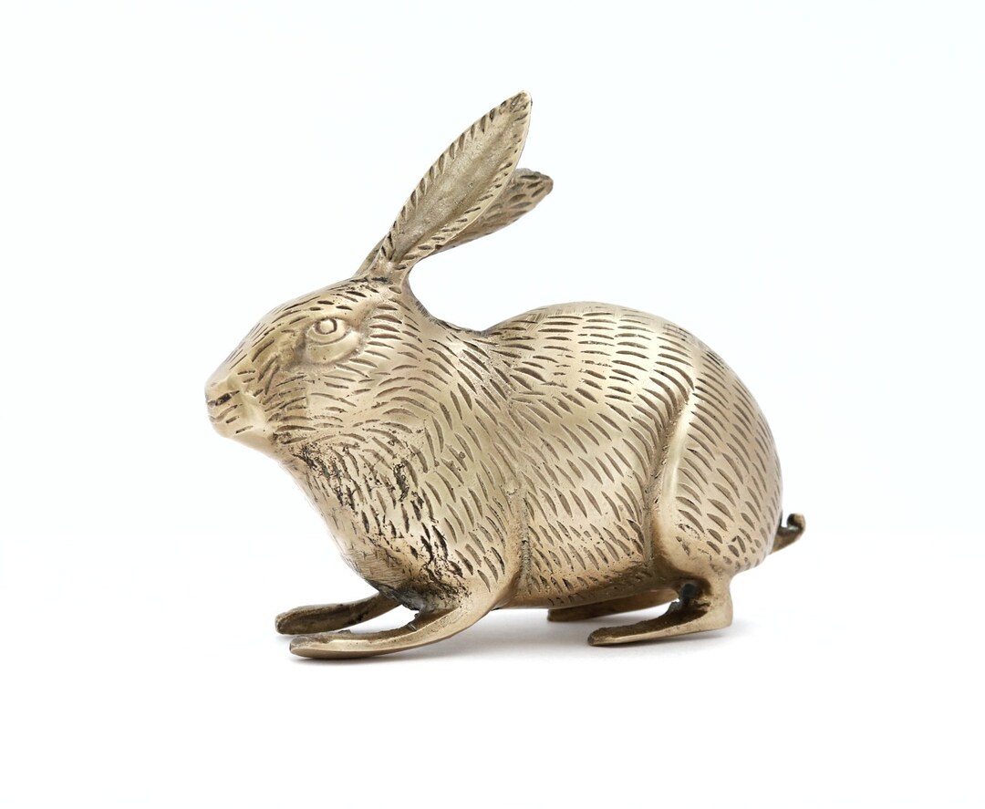 Brass Rabbit Figurine, Large Vintage Bunny, Woodland, Nature Inspired ...
