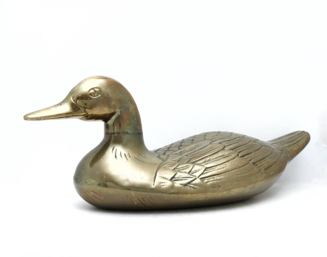 Extra Large Brass Duck, Vintage Duck Figurine Decoy, Bird Decor, Brass ...