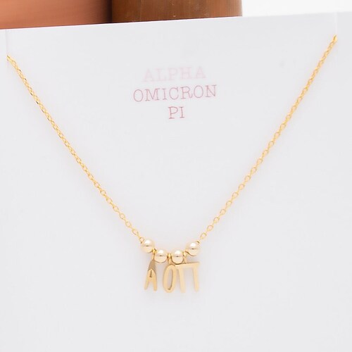 Alpha Omicron Pi Sorority Greek Lavalier Drop Necklace alpha - Etsy