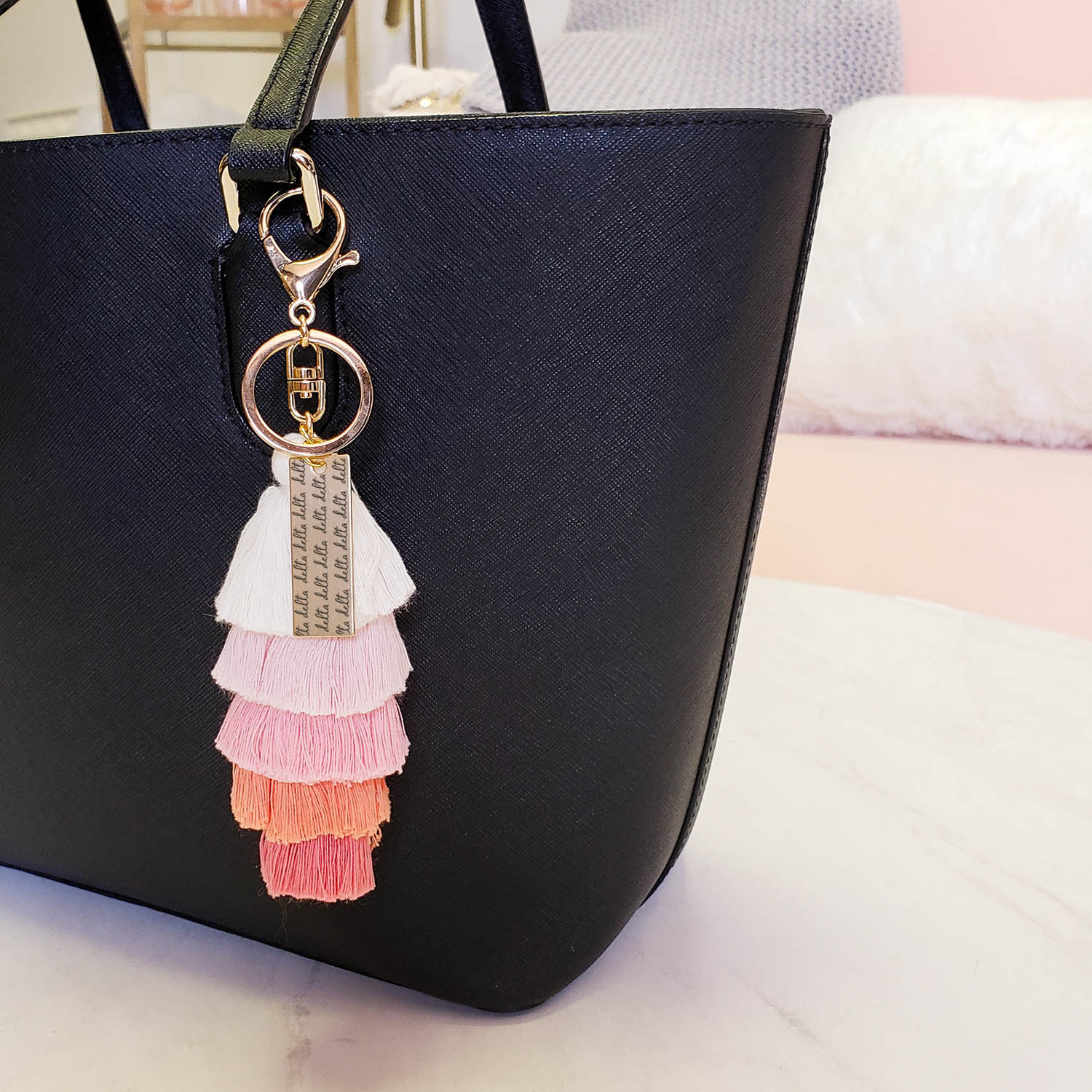 Delta Delta Delta Keychain Delta Tassel Keychain Tri Delta | Etsy