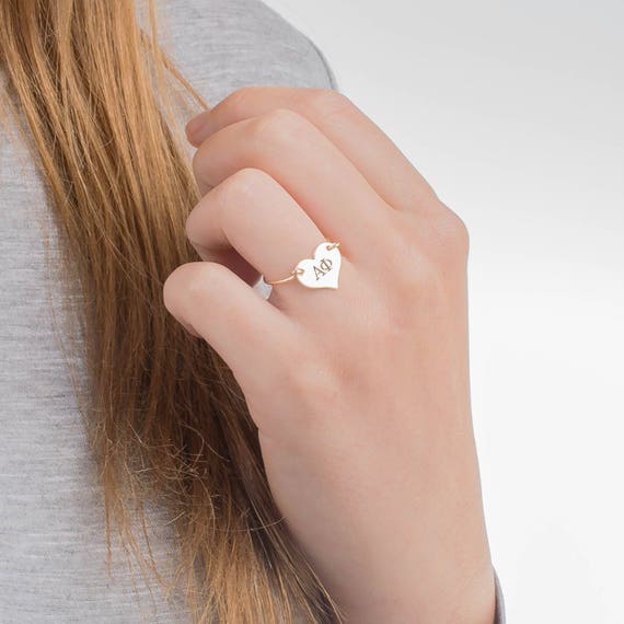 Alpha Phi Heart Ring Aphi Wire Ring A Phi Sorority Heart | Etsy