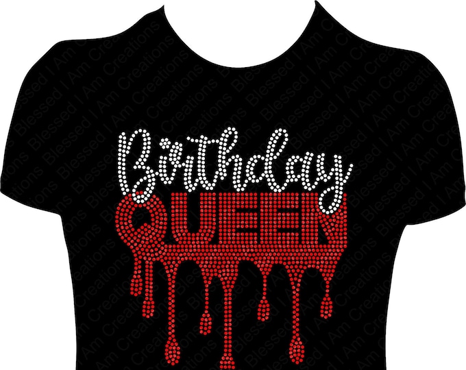Birthday Drip Rhinestone Bling Transfer / Tank Top /V Neck T Shirts ...