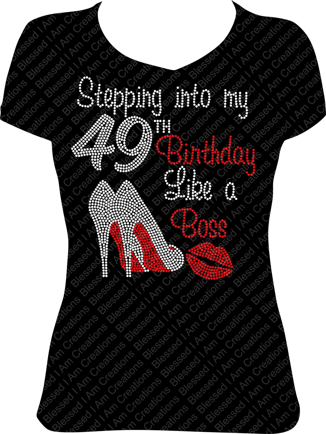 Stepping Into My 49th Birthday Like A Boss Rhinestone Shirt, 49 Bling ...