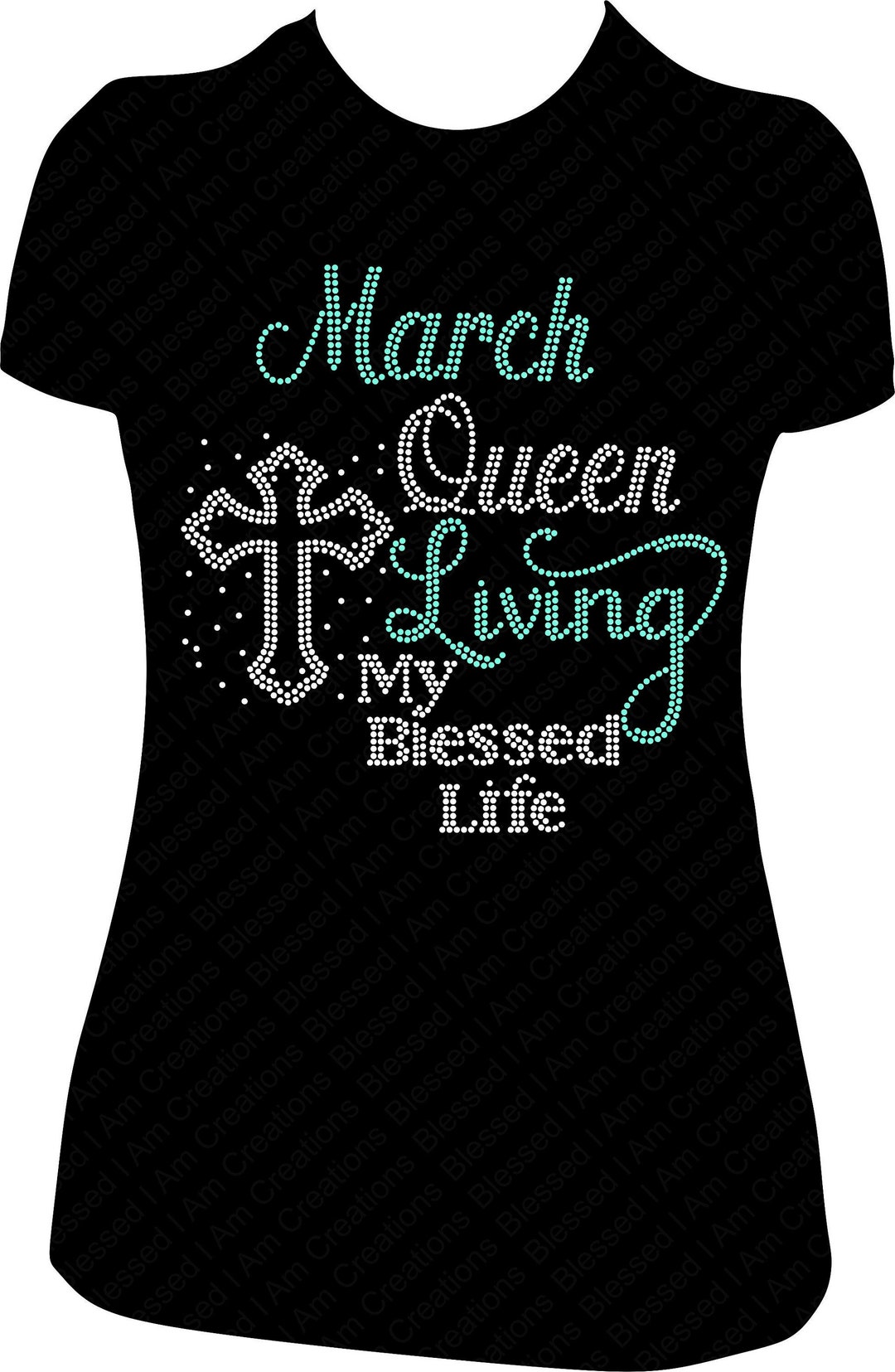 March Queen Living My Blessed Life Cross Rhinestone Shirt - Etsy