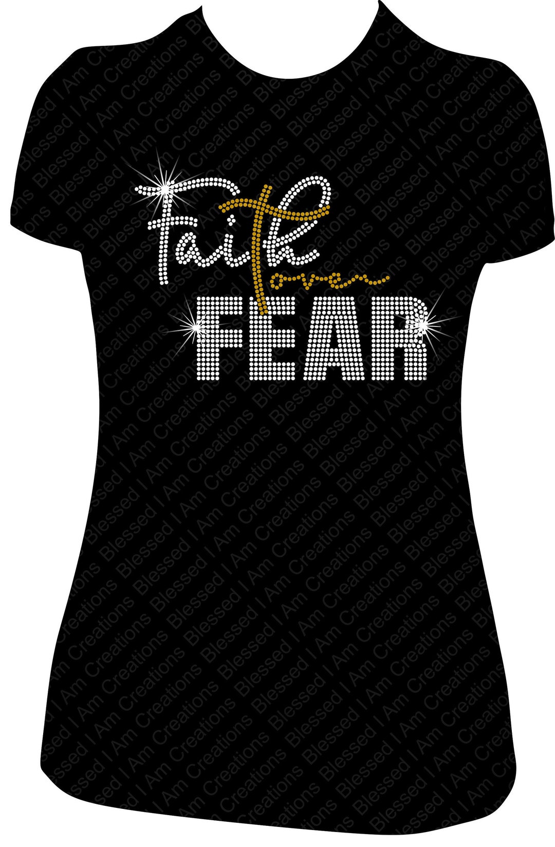 Faith Over Fear Rhinestone Shirt - Christian Bling Tee - Etsy