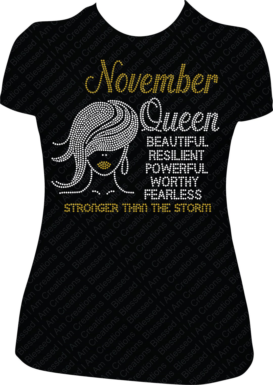 November Queen Beautiful Resilent Fearless Rhinestone Shirt, November ...