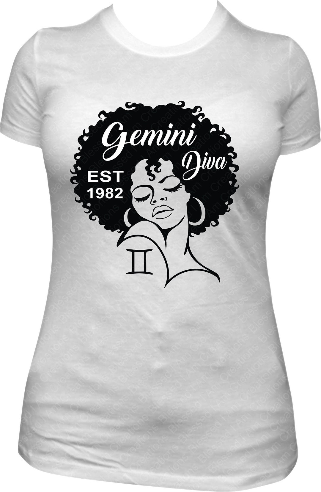 Gemini Diva Afro Girl Est Date And Horoscope Symbol Birthday Shirt