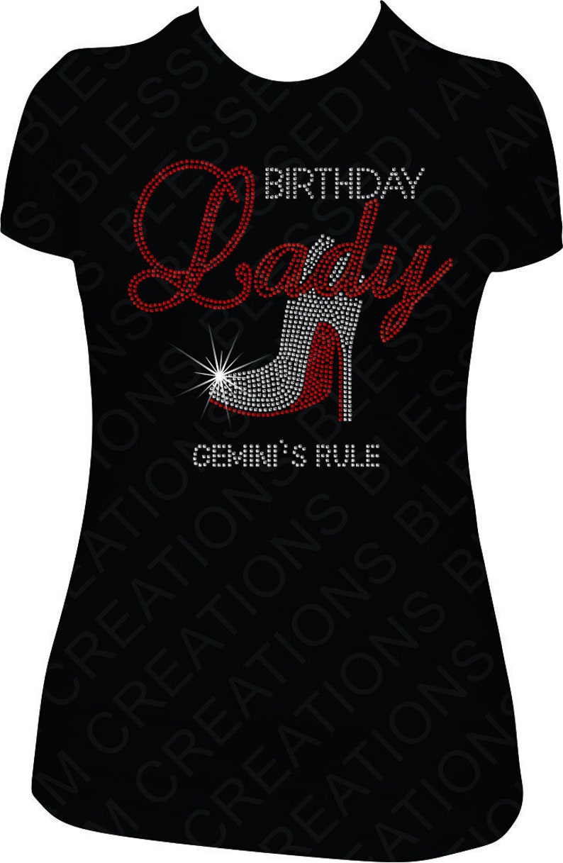 Birthday Lady Rhinestone Shirt Bling Shirt Birthday Shirt Etsy