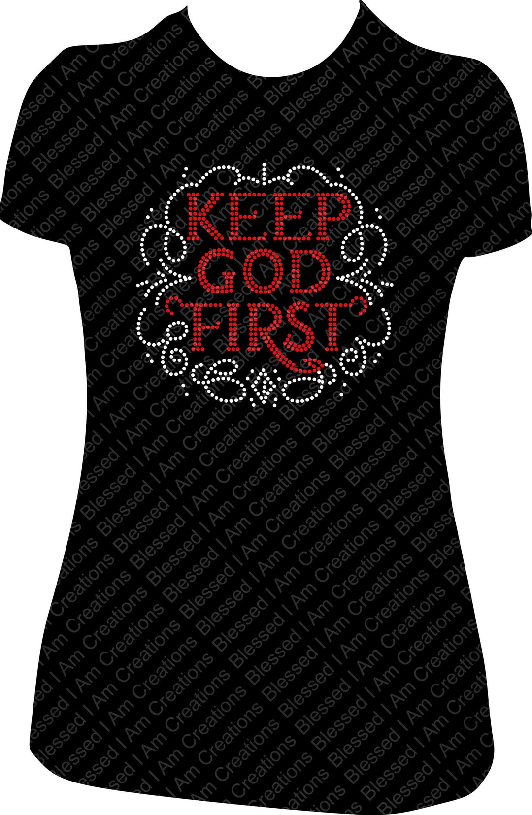 Keep God First Rhinestone Shirt, Keep God First Bling Sirt - Etsy