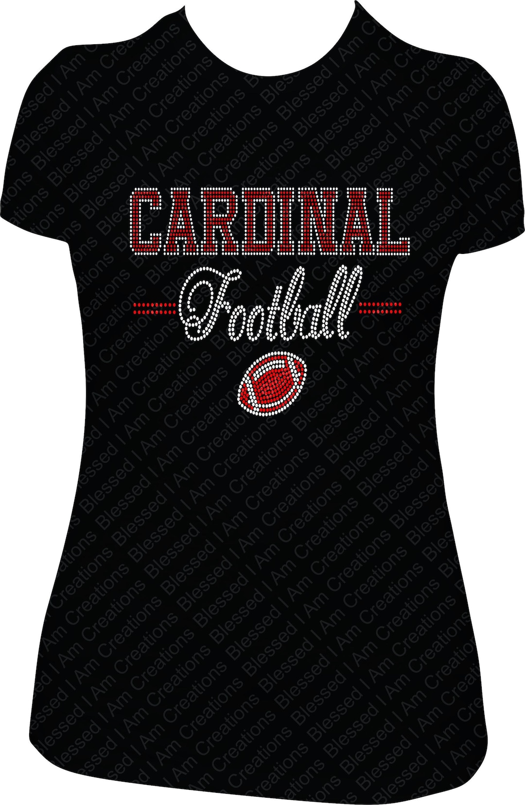 Cardinals Football Rhinestone Shirt: Bling Game Day Tee - Etsy