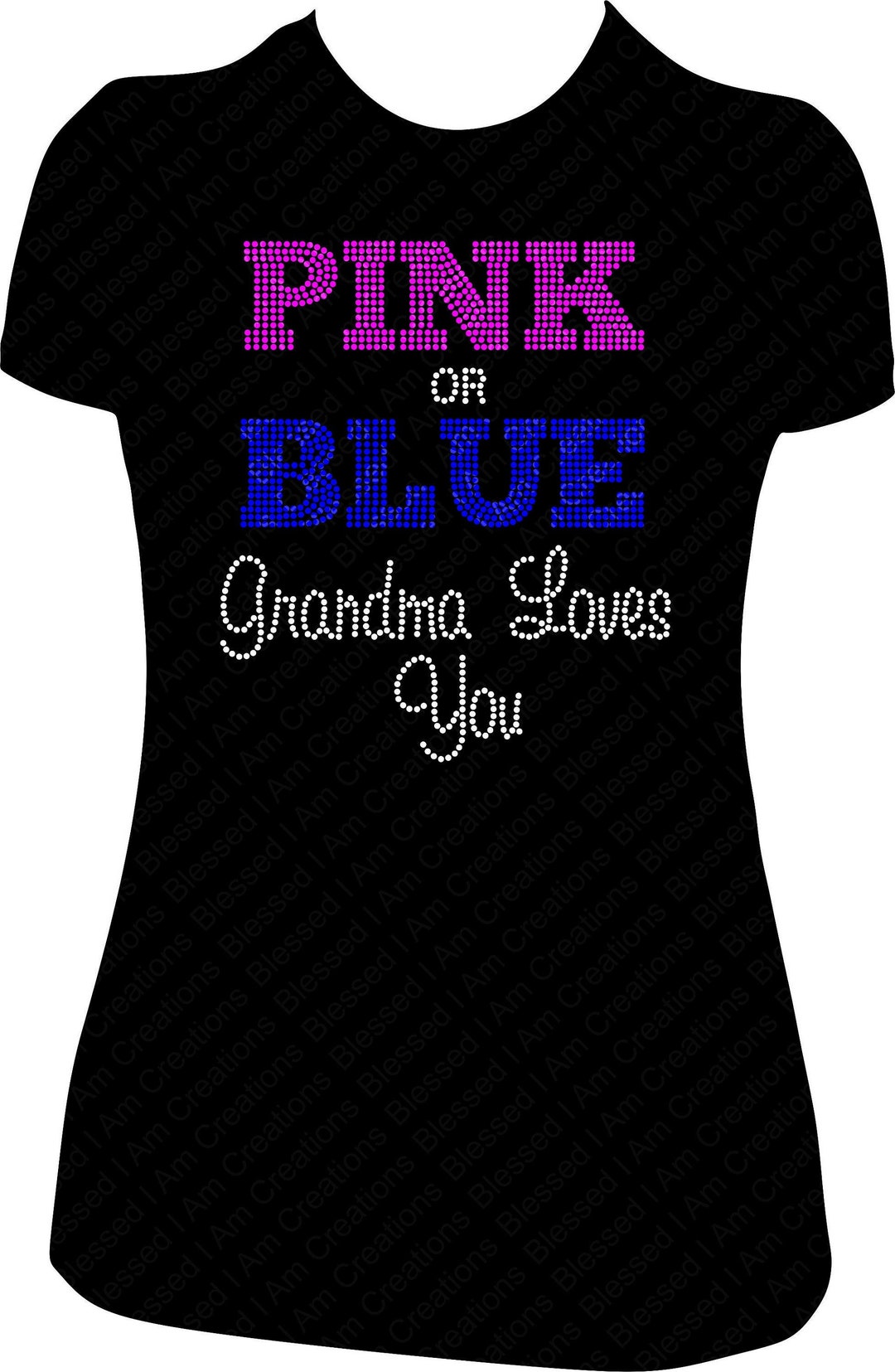Pink or Blue Grandma Loves You Rhinestone Shirt - Etsy