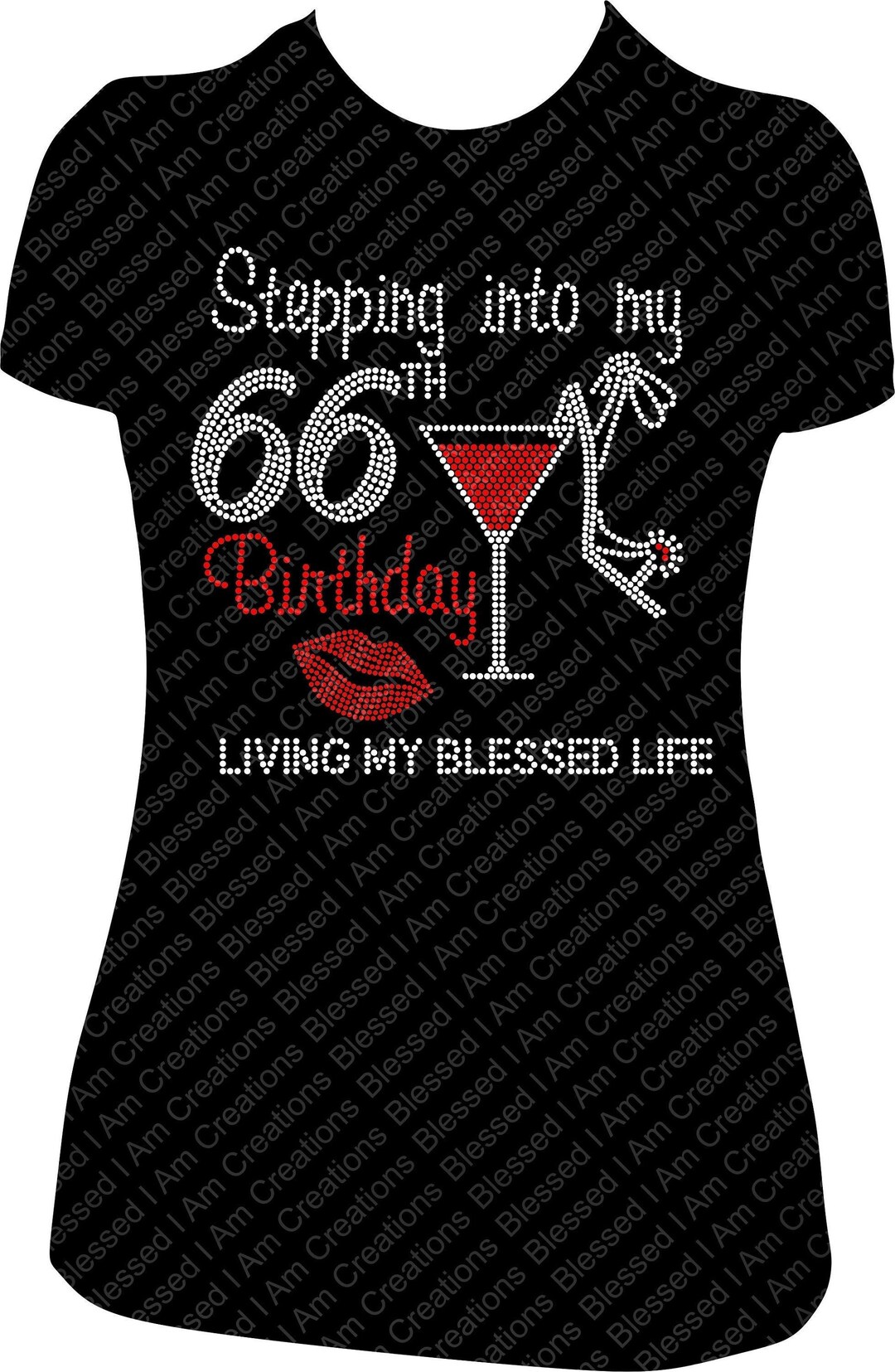 66th Birthday Rhinestone Shirt: Stepping Into My Blessed Life - Etsy