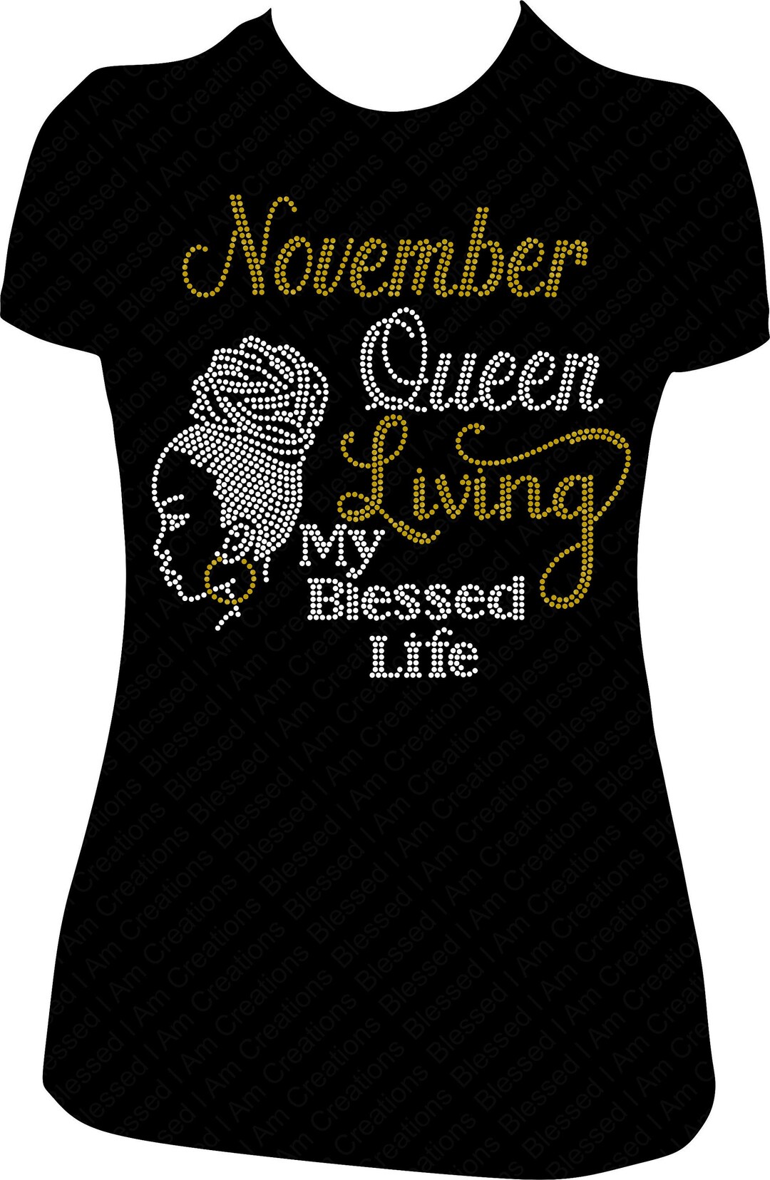 November Queen Rhinestone Birthday Shirt: Blessed Life Tee - Etsy