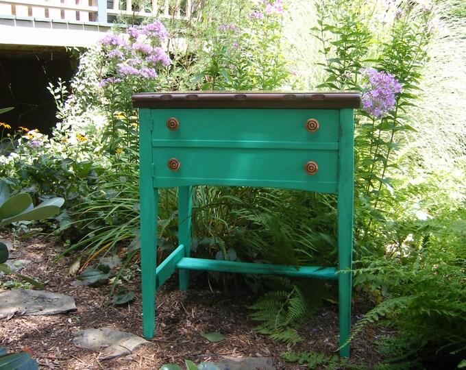 Emerald Green Vintage Sewing Machine Table/side - Etsy