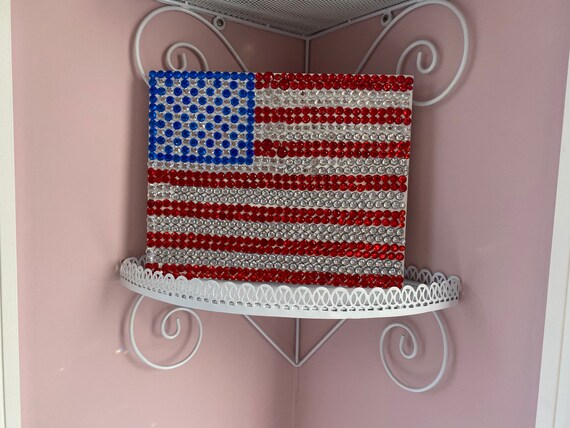 Rhinestone American Flag Canvas | Etsy