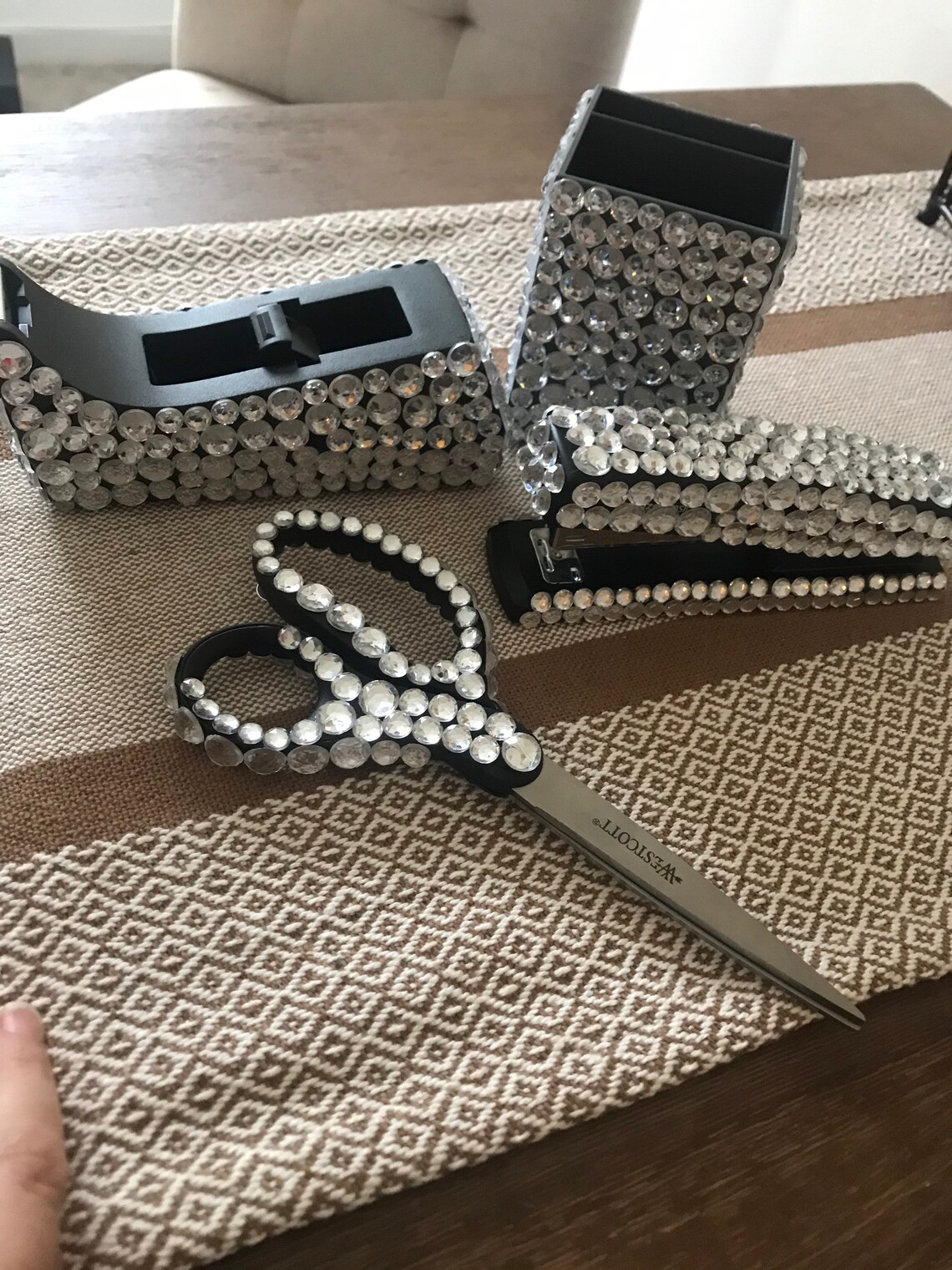 Customizable Rhinestone Desk Set | Etsy