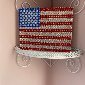 Rhinestone American Flag Canvas - Etsy