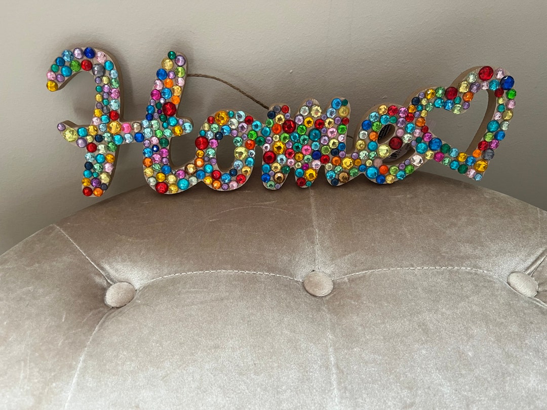 Wooden Rhinestone Home Sign - Etsy