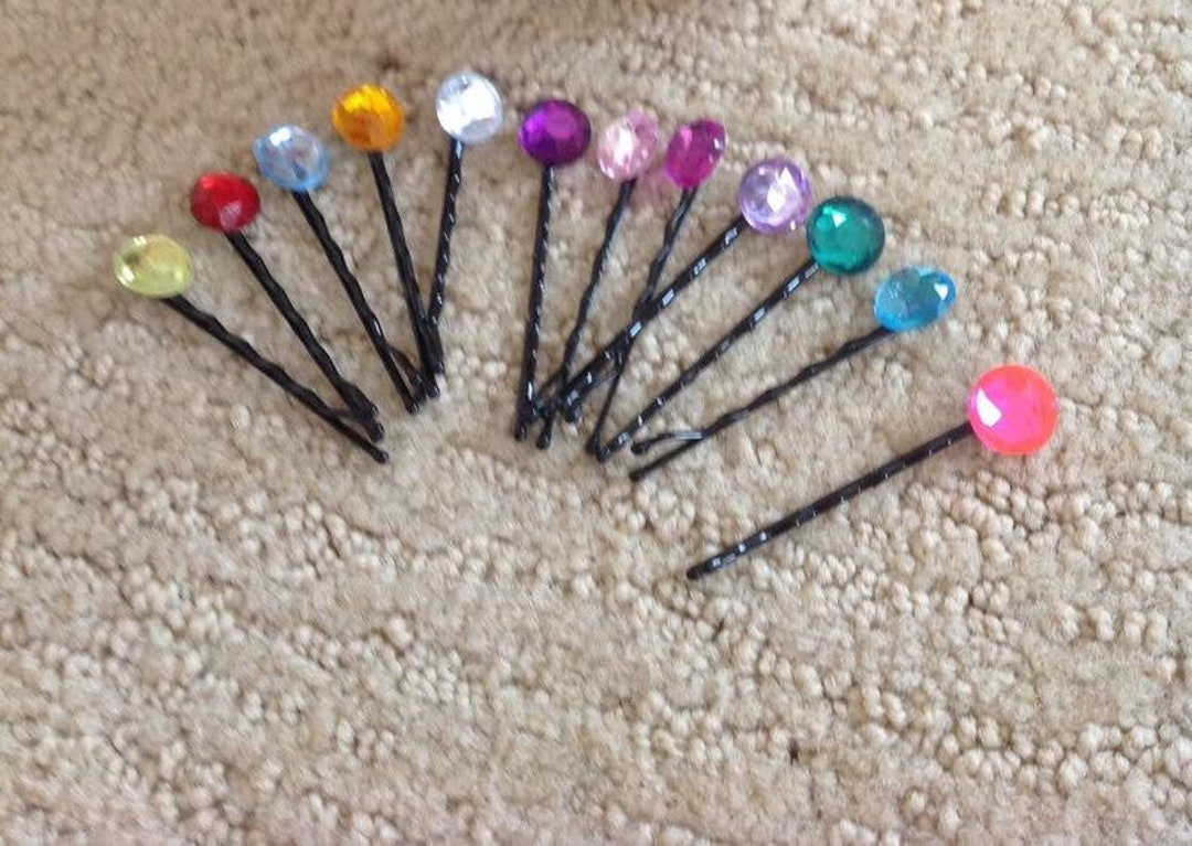 Customizable Rhinestone Bobby Pins, Set of 12 - Etsy